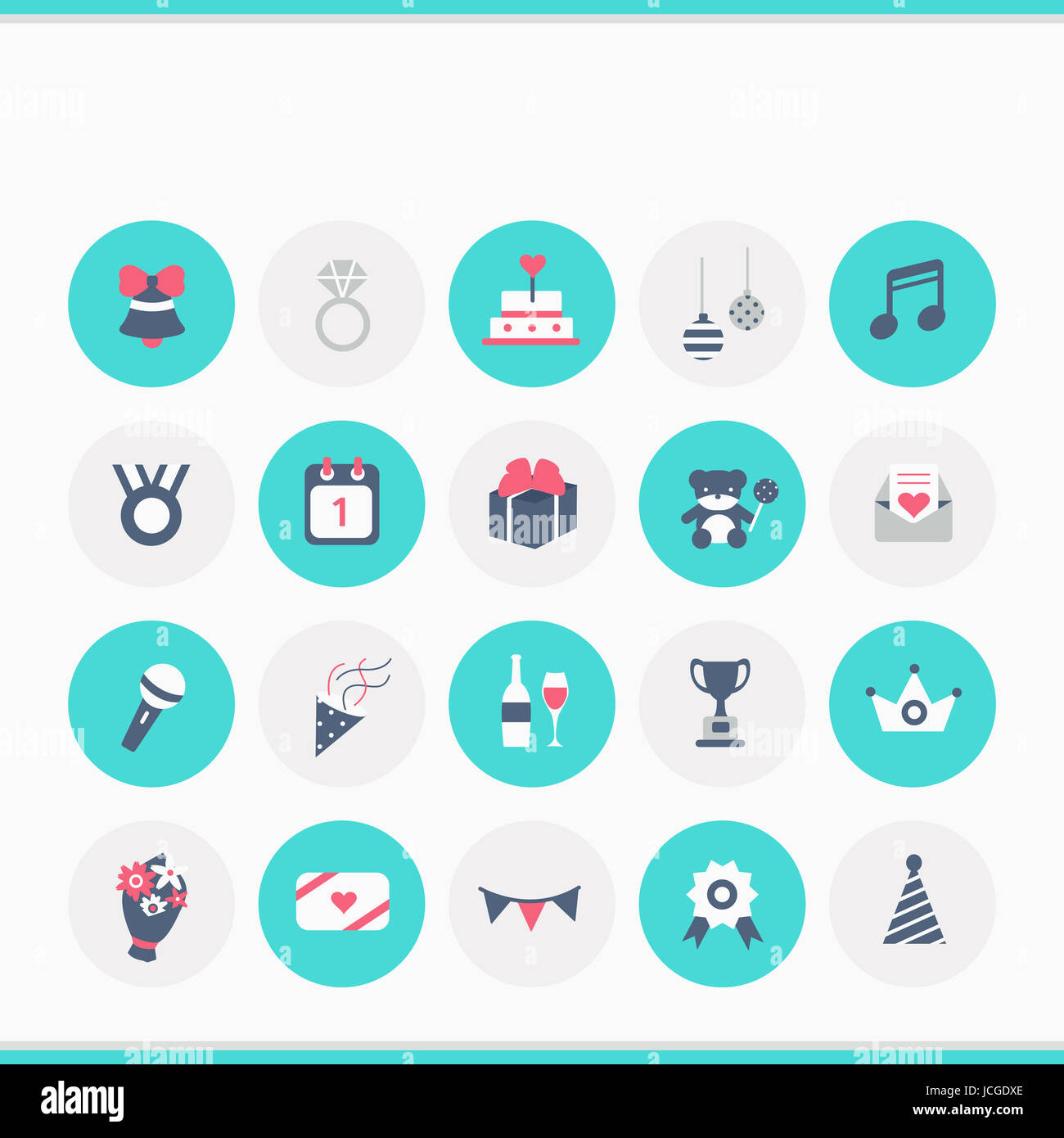 Various circle icons related to event Stock Photo - Alamy