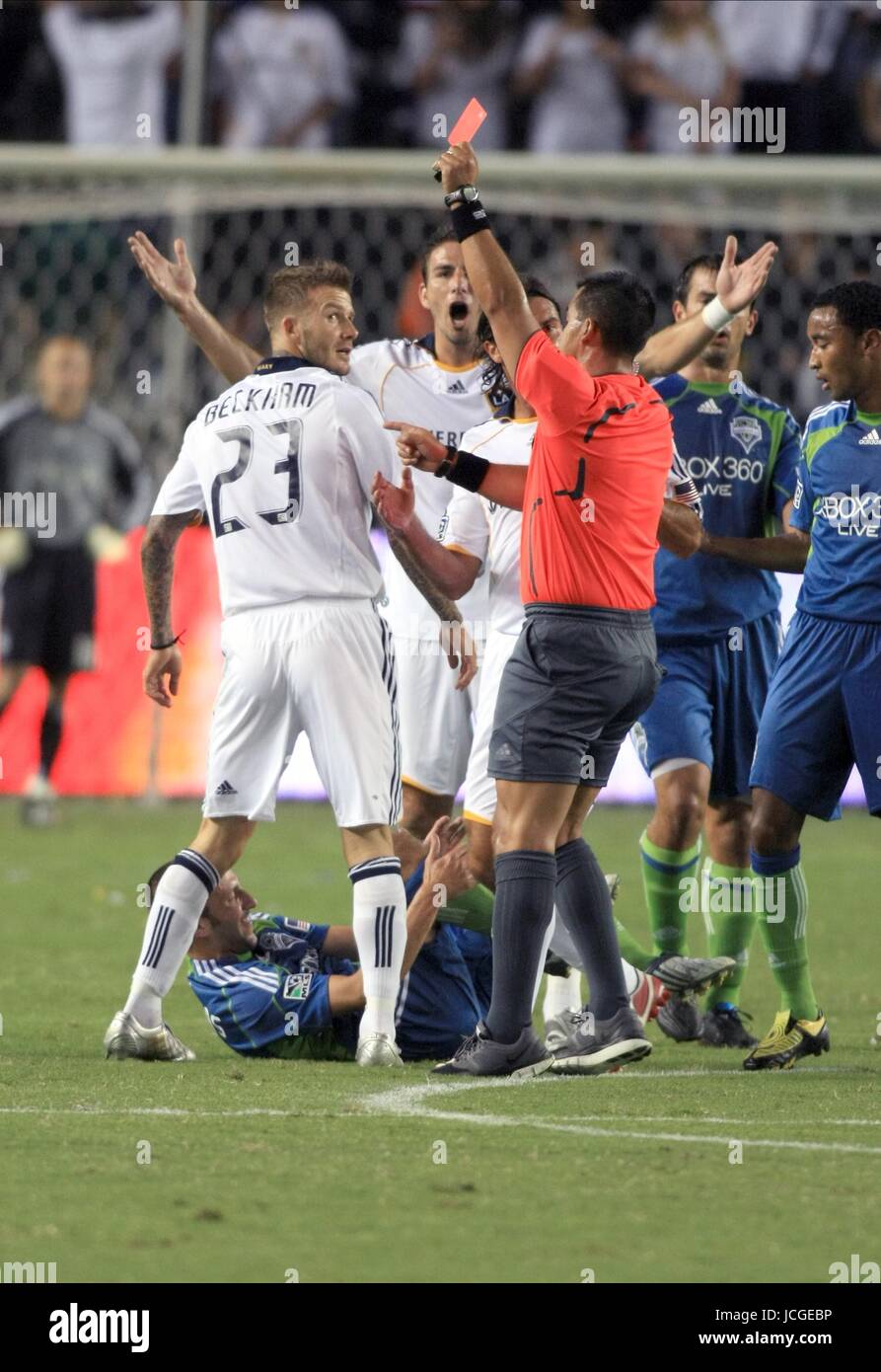 DAVID BECKHAM SENT OFF TACKLE ON GREG VAGENAS LOS ANGELES GALAXY V ...