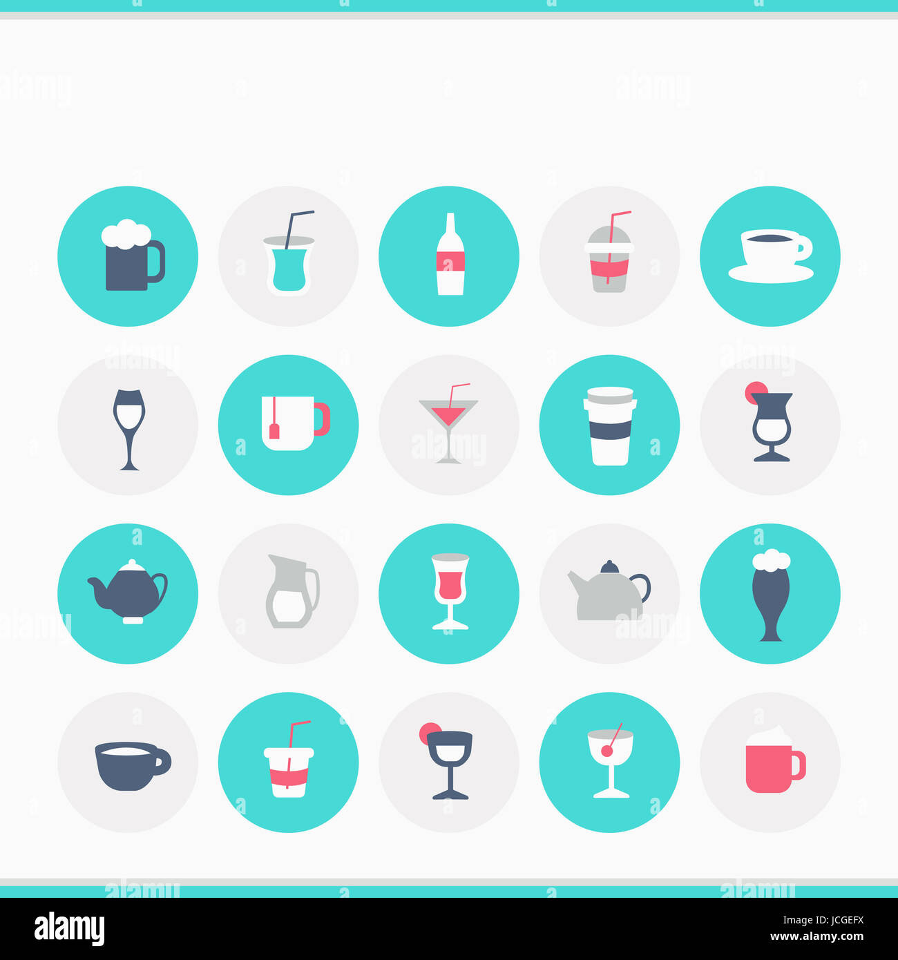 Various circle icons of drinks Stock Photo - Alamy