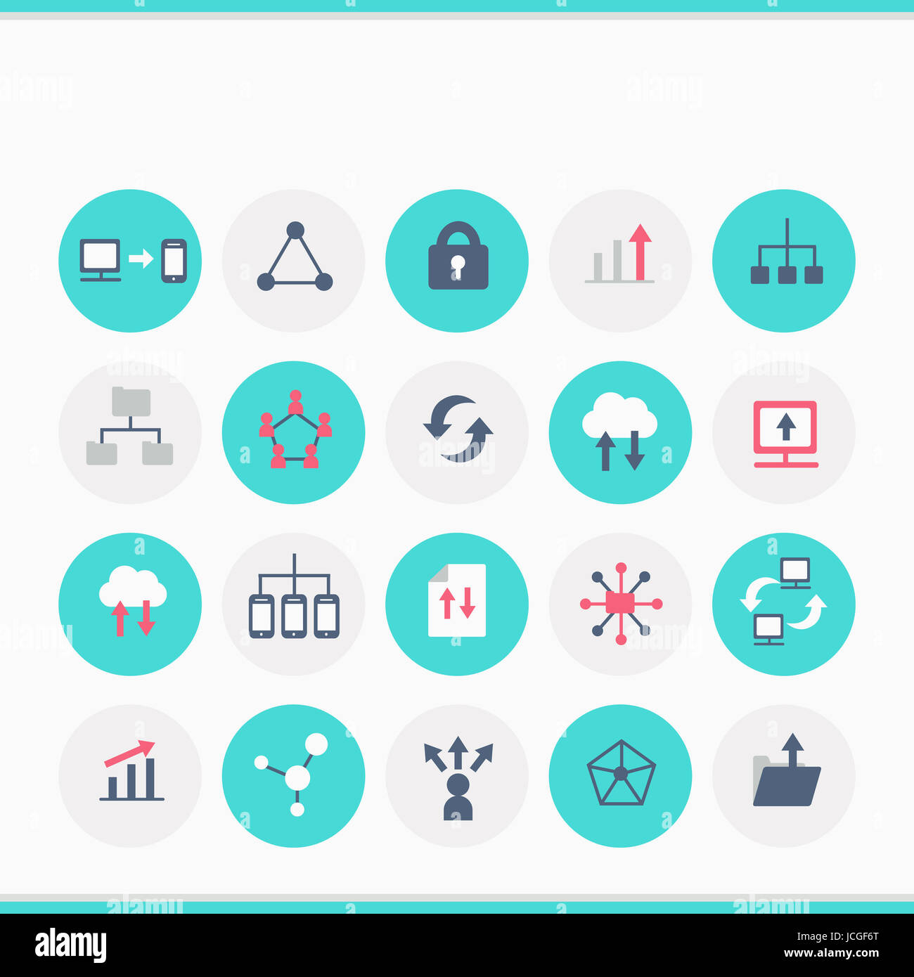 Various circle icons related to mobile network Stock Photo - Alamy