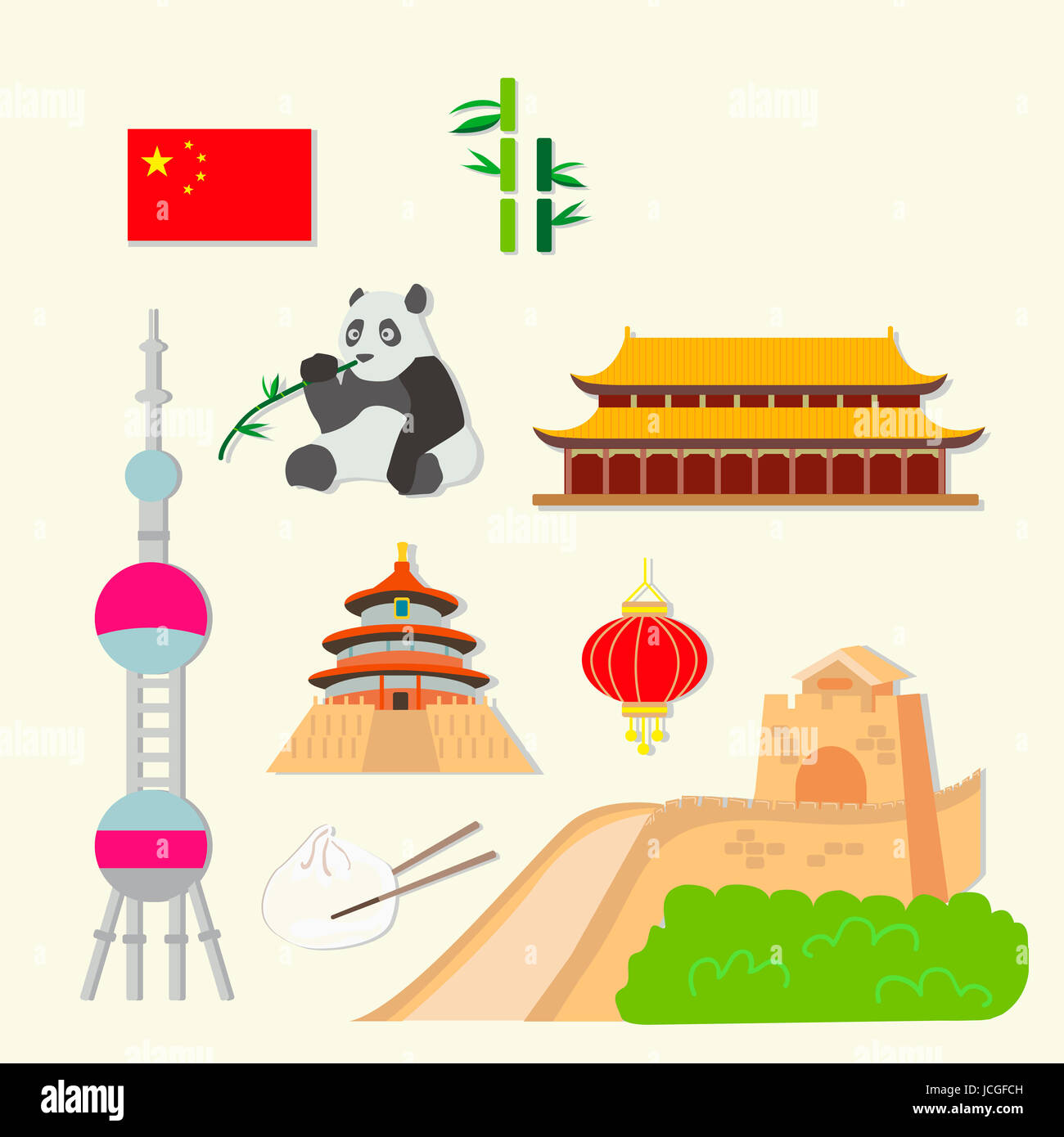 Various stickers of landmarks in China Stock Photo - Alamy