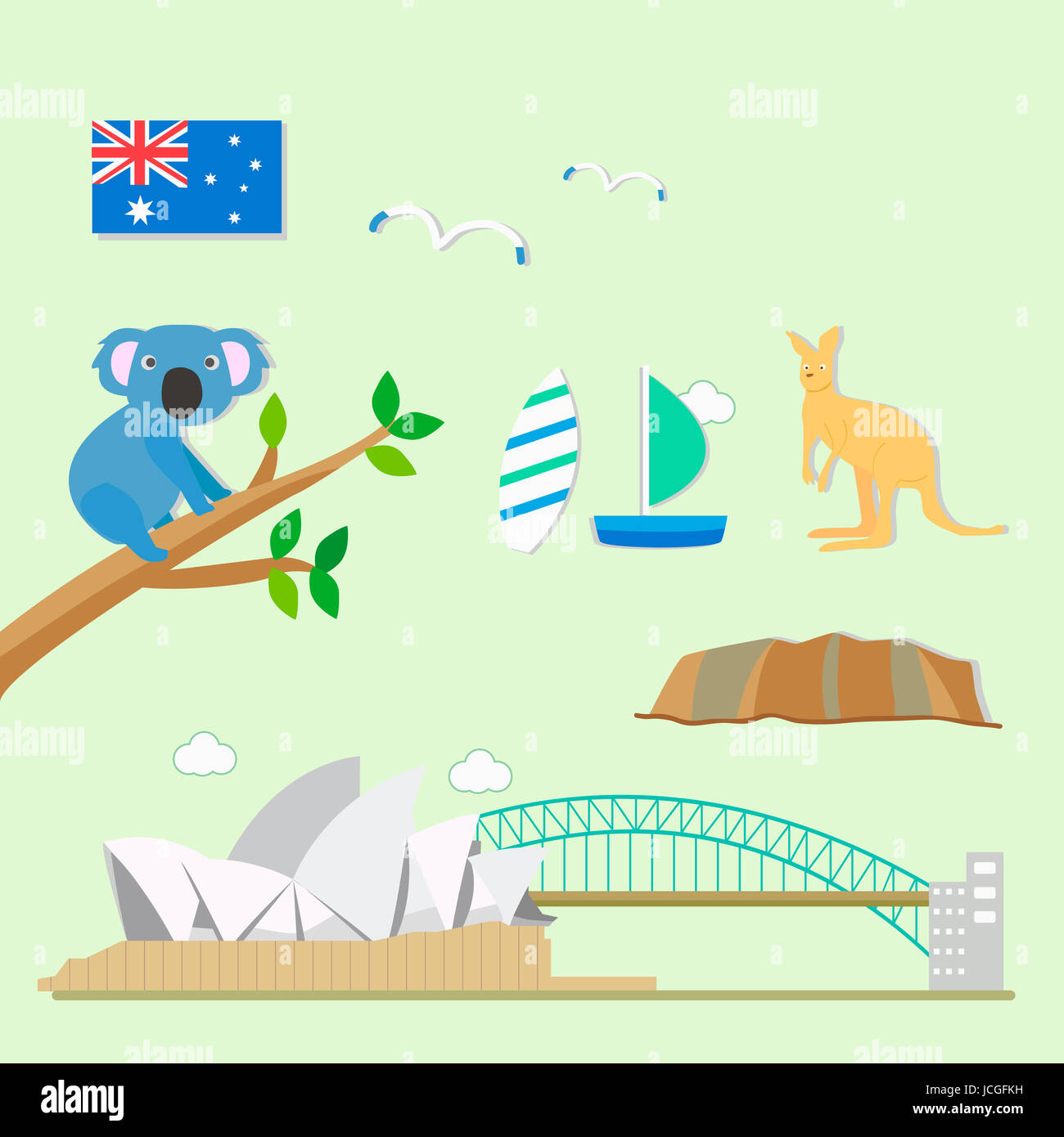 Various stickers of landmarks in Australia Stock Photo - Alamy
