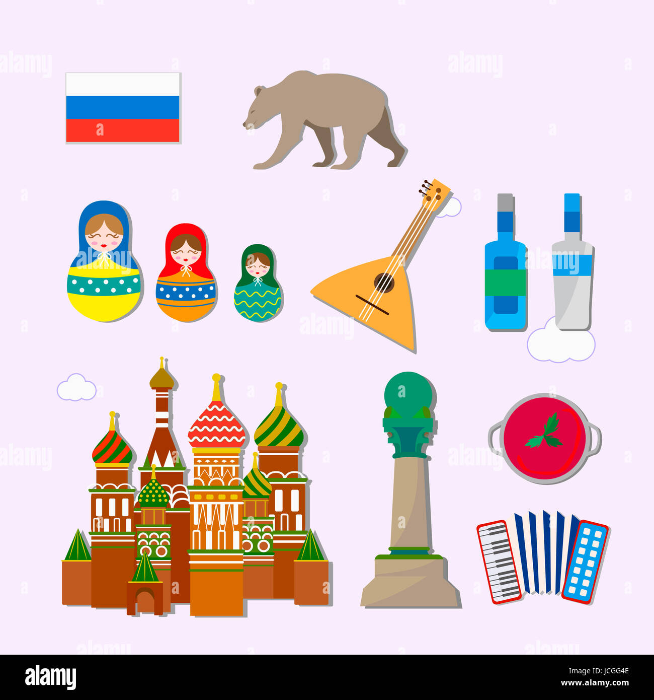 Various stickers of landmarks in Russia Stock Photo - Alamy