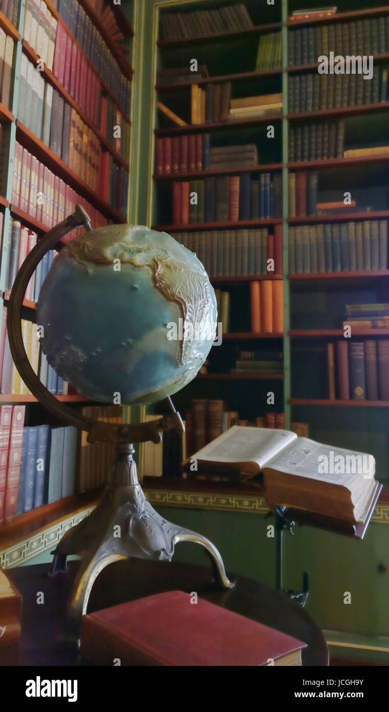 home library with globe Stock Photo - Alamy