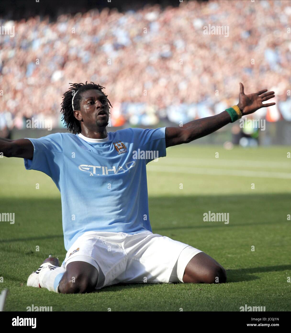 EMMANUEL ADEBAYOR CELEBRATES MANCHESTER CITY V ARSENAL MANCHESTER CITY ...