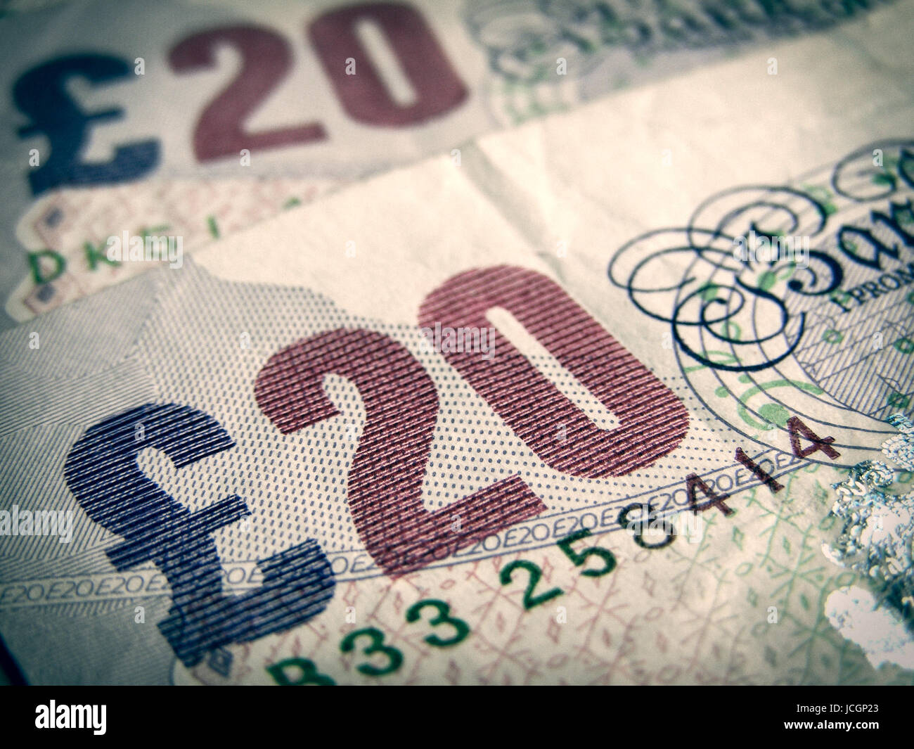 Vintage looking Detail of British Pound coins banknotes money Stock ...