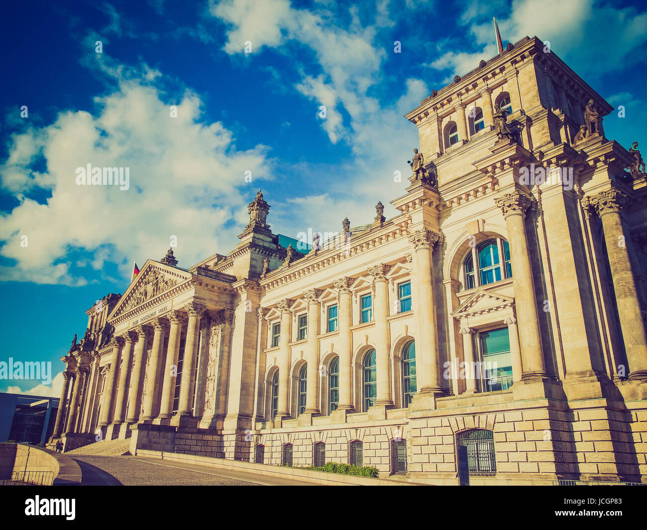 Vintage looking Reichstag German houses of parliament in Berlin Germany ...