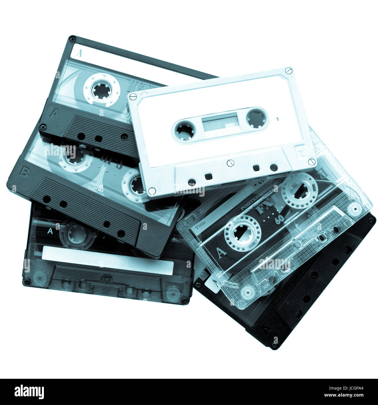 A magnetic audio tape cassette for music recording - cool cyanotype ...