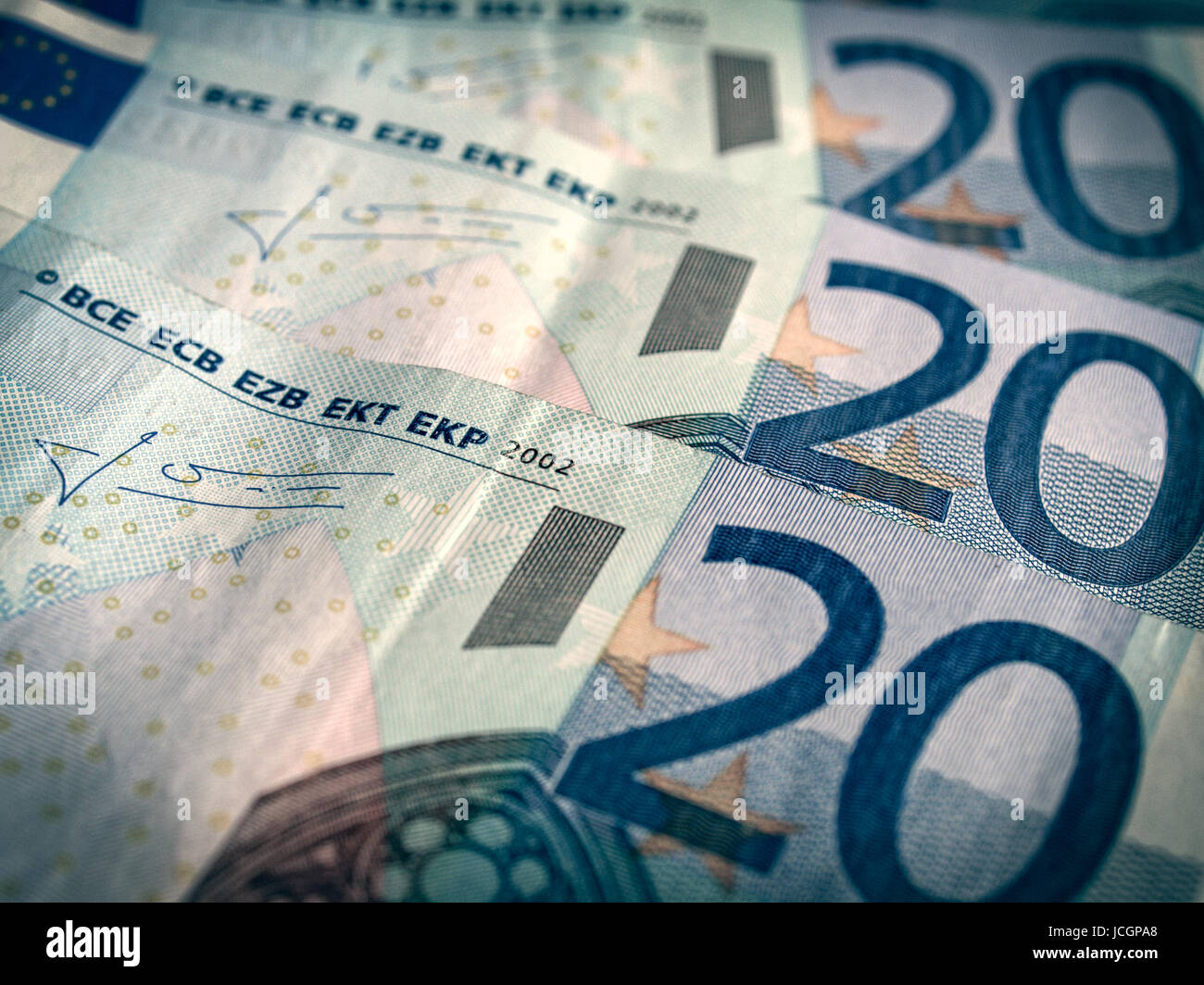 Vintage looking Euro bank notes money European Union currency Stock ...