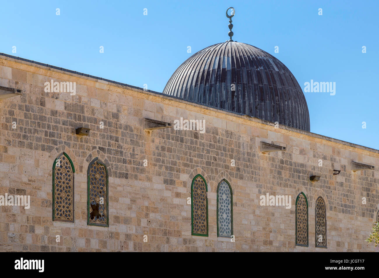 The dome of the Al-Aqsa Mosque on the Haram al-Sharif, also known as ...