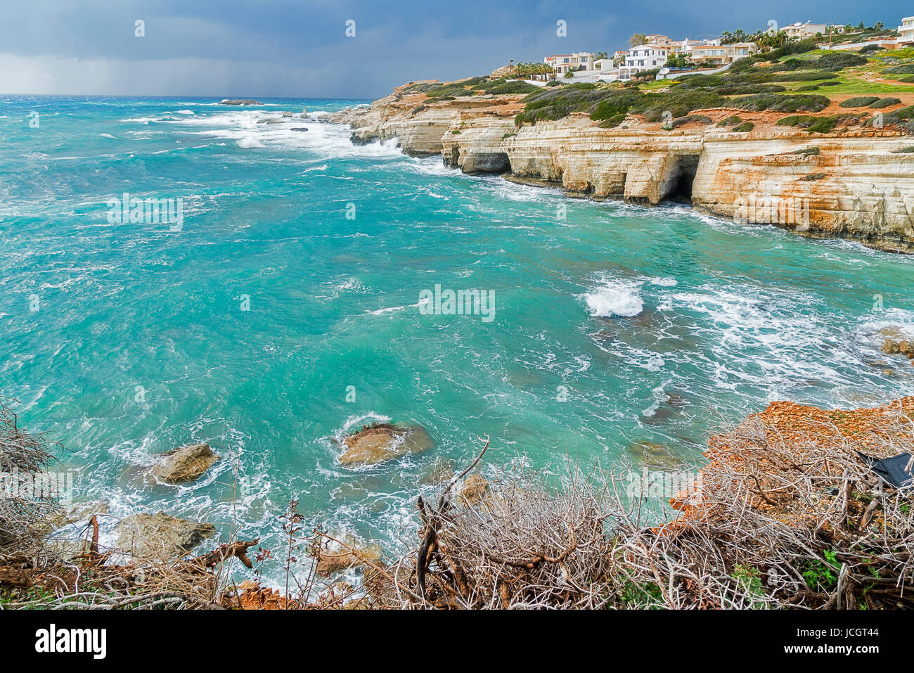Sea Caves district, near Coral Bay beach near Paphos, Pafos, Cyprus ...