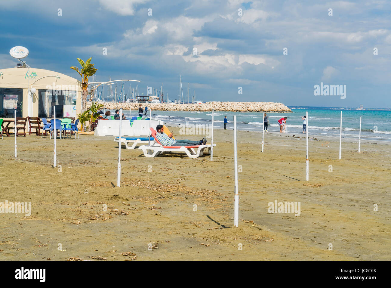 Larnaka, beach seafront, sea front, south coast, Cyprus Stock Photo - Alamy