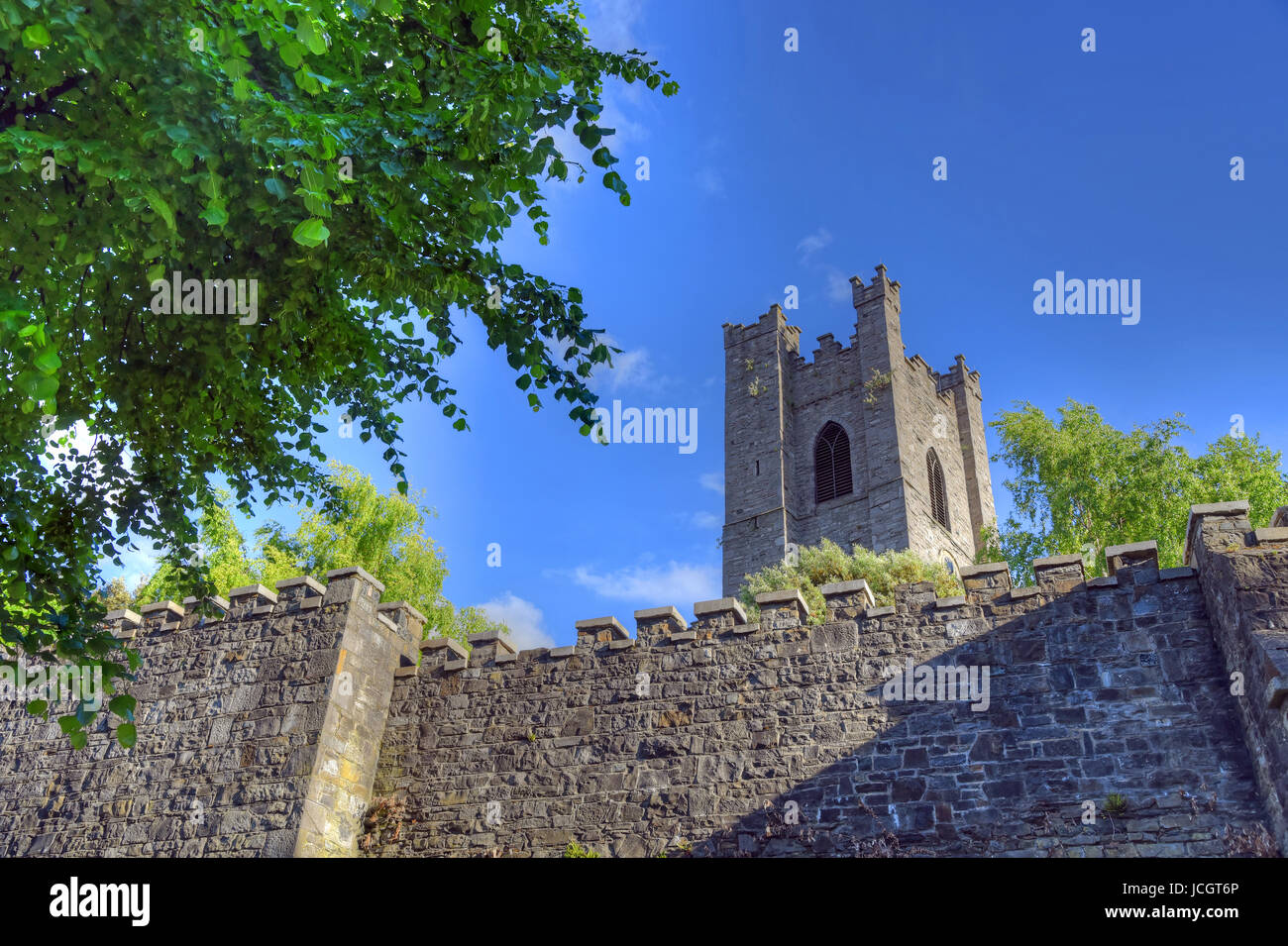 Dublin City Wall, St. Audoens Church in Dublin, Ireland Stock Photo - Alamy