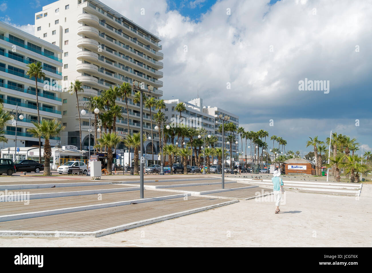 Larnaka, beach seafront, sea front, south coast, Cyprus Stock Photo - Alamy