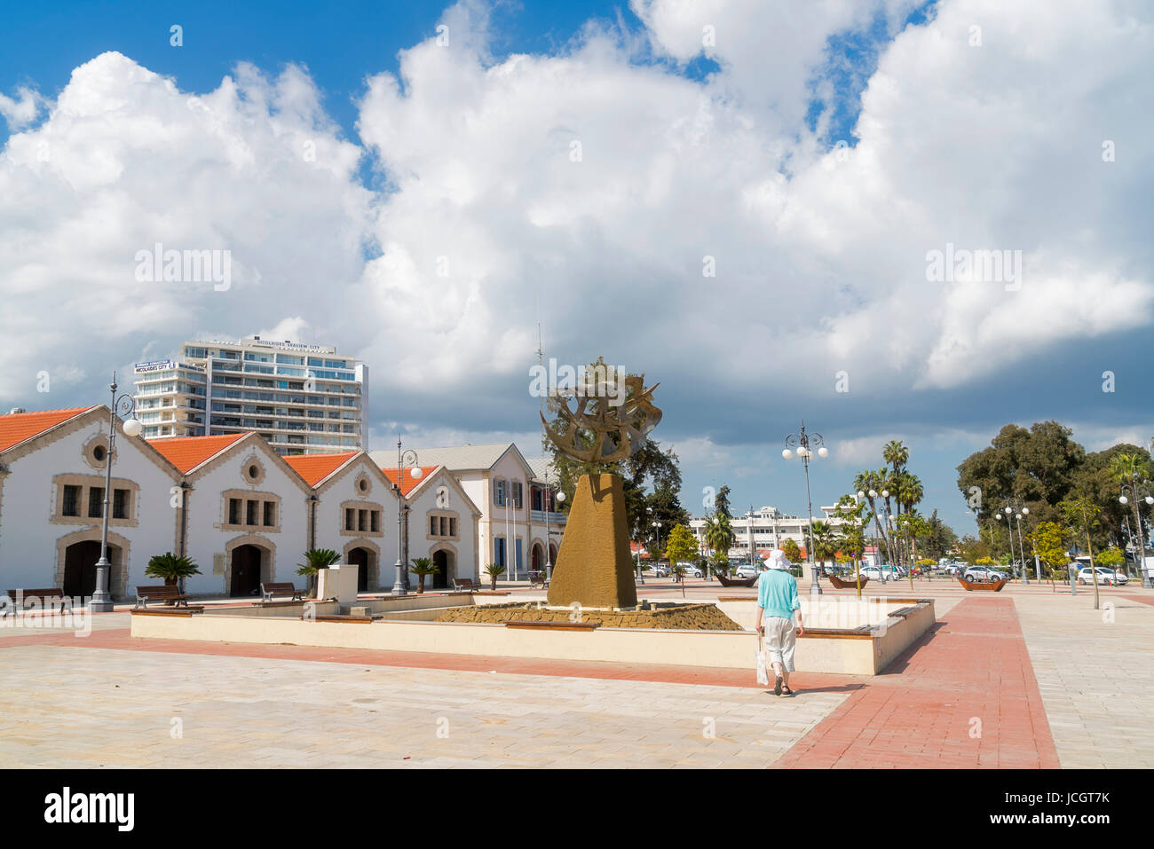 Larnaka, sea front, Municipal buildings, Europe Square, south coast ...