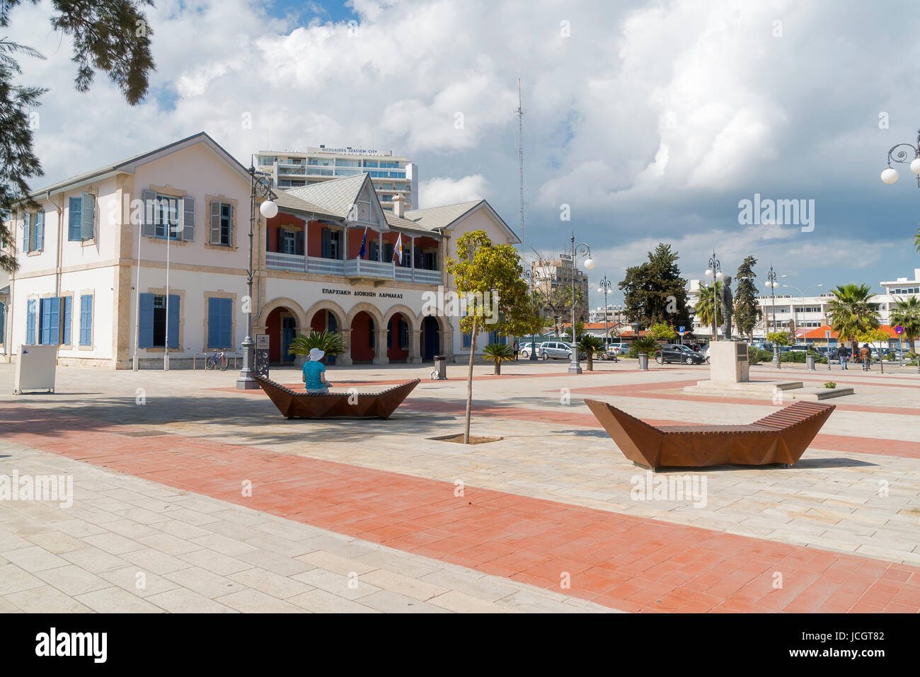 Larnaka, sea front, Municipal buildings, Europe Square, south coast ...