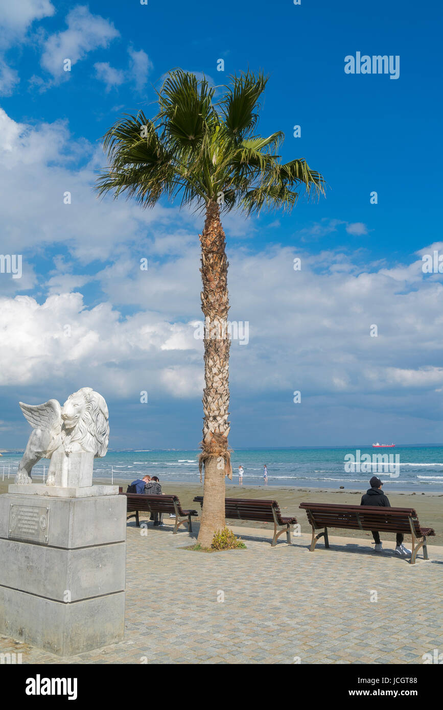 Larnaka, beach seafront, sea front, south coast, Cyprus Stock Photo - Alamy