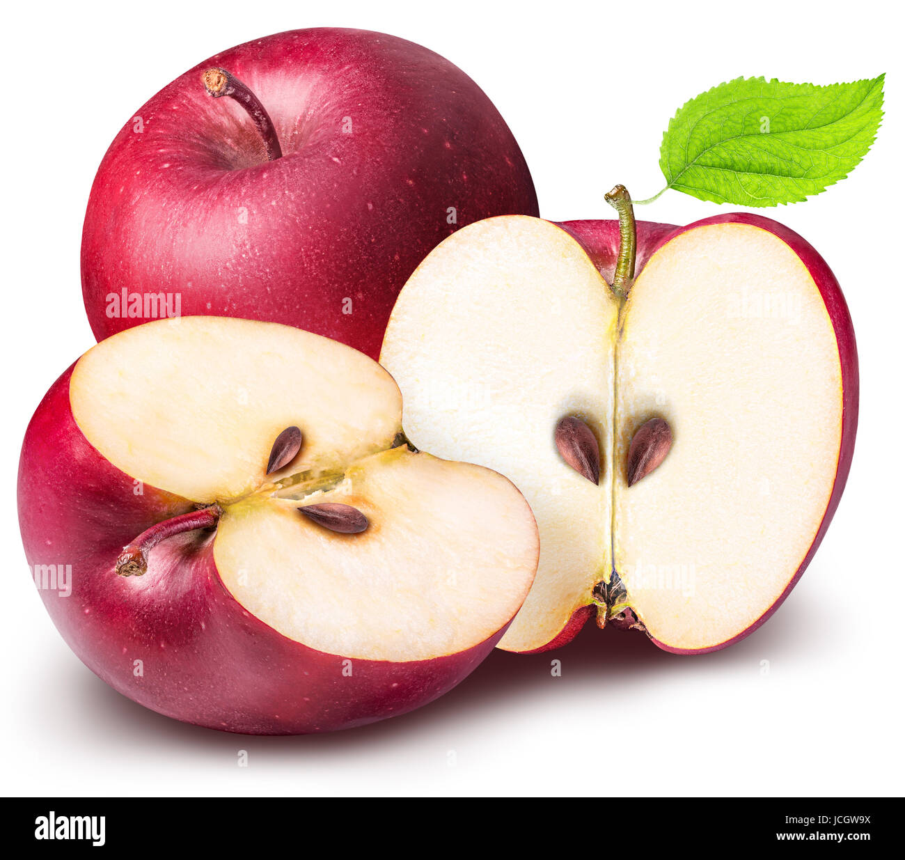 Set of red apples isolated on white background with clipping path Stock ...