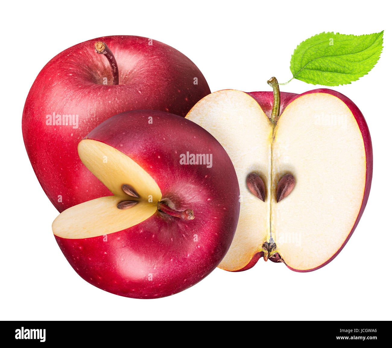 Set of red apples isolated on white background with clipping path Stock ...