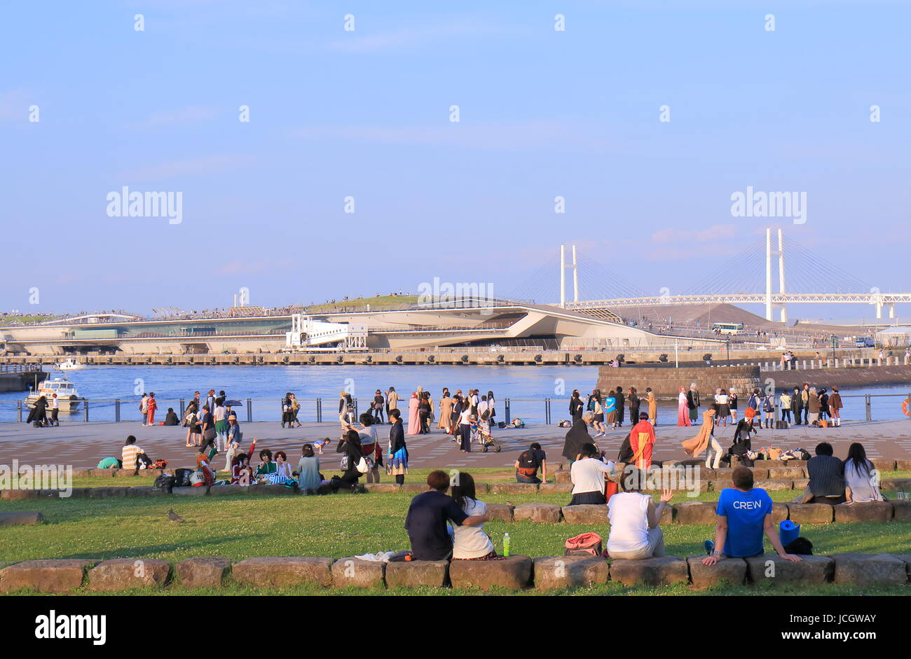 People visit Yokohama port Osanbashi pier in Yokohama Japan Stock Photo ...