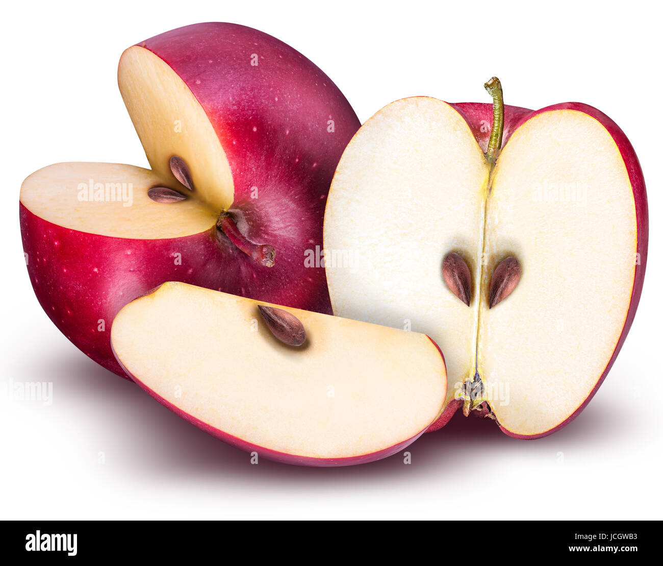 Set of red apples isolated on white background with clipping path Stock ...