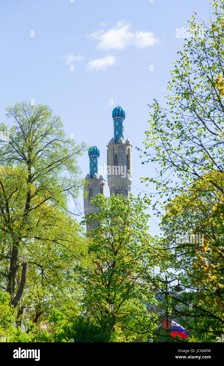 The minarets of the main mosque in the St.-Petersburg, Russia Stock ...