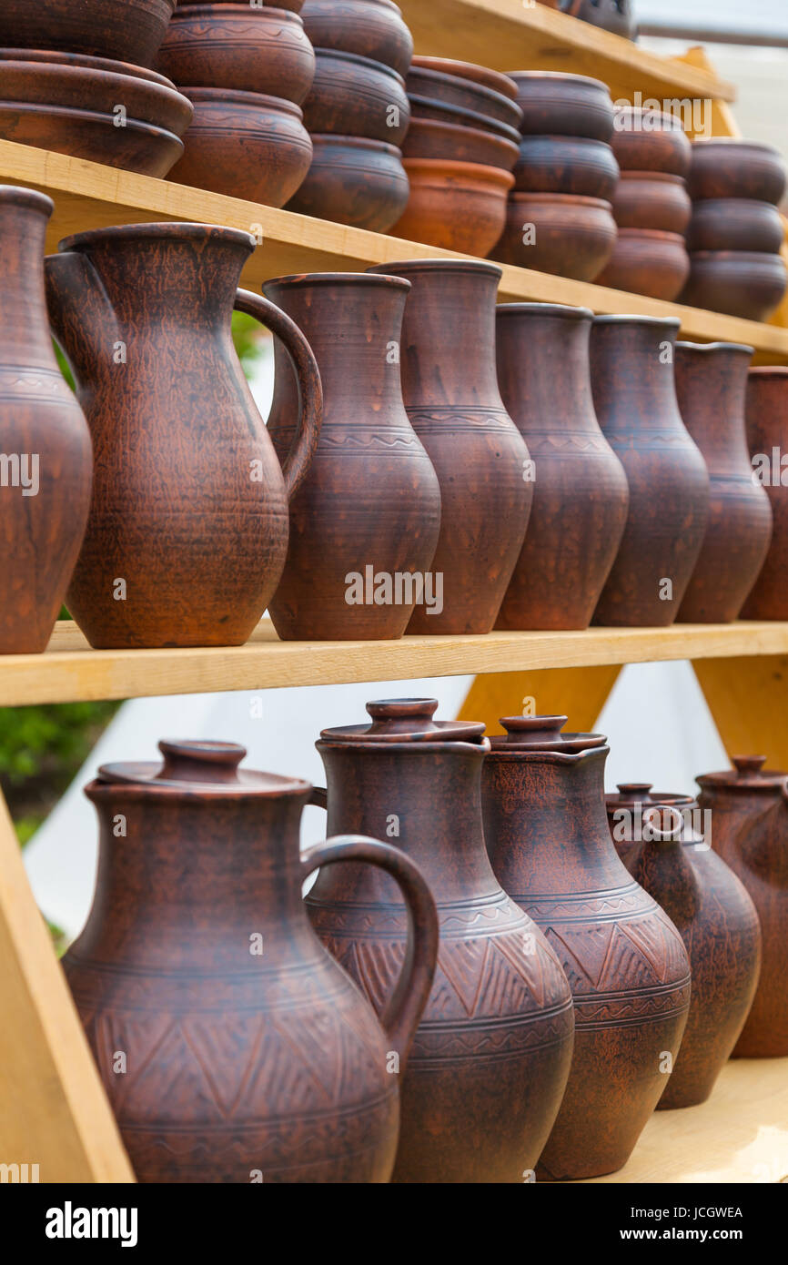 Handmade ceramic products are sold at the festival `Legends of the ...