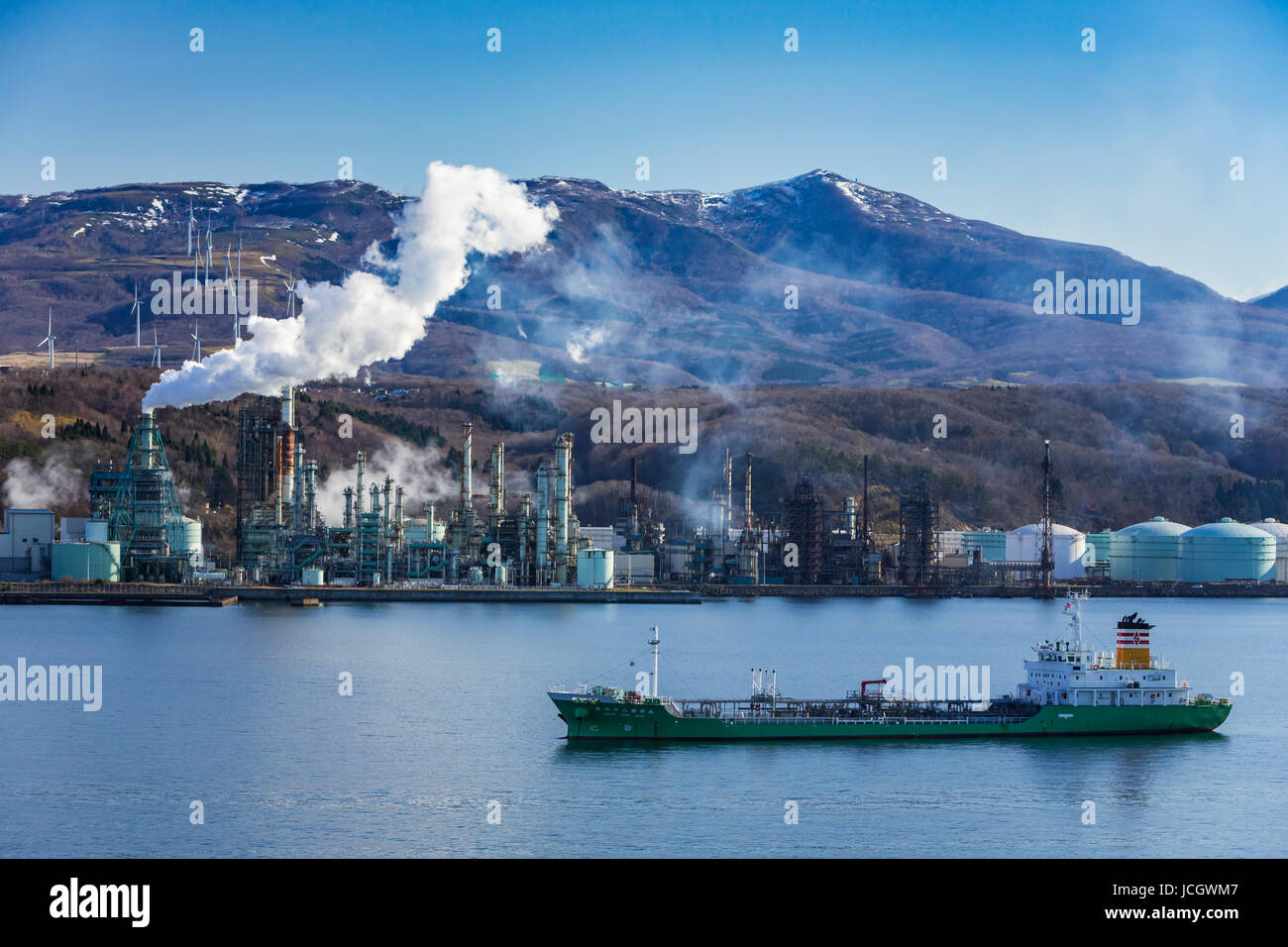 Industrial refinery on Uchiura Bay, Muroran, Hokkaido, Japan Stock ...