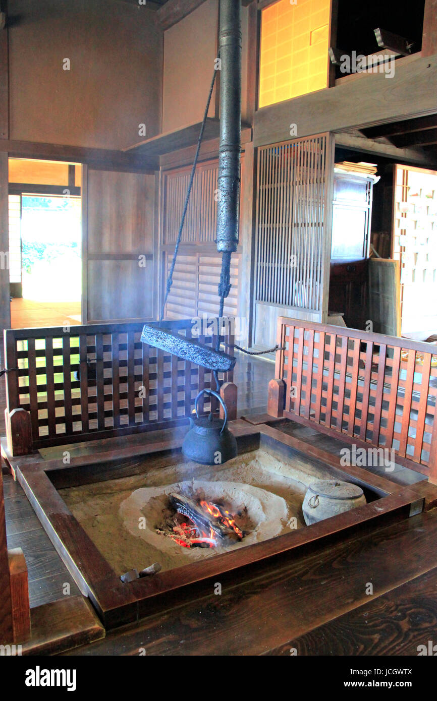 Irori Fireplace in Satoyama Old Farmhouse Park in Musashi-Murayama city ...
