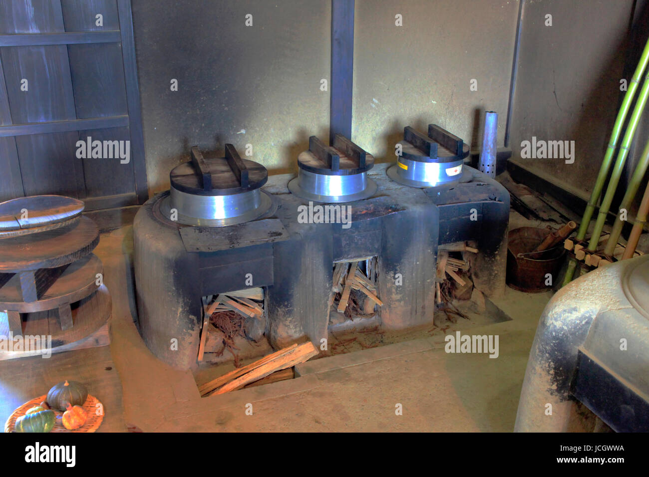Old Kitchen Stove in a Farmhouse Park in Musashi-Murayama city Tokyo ...