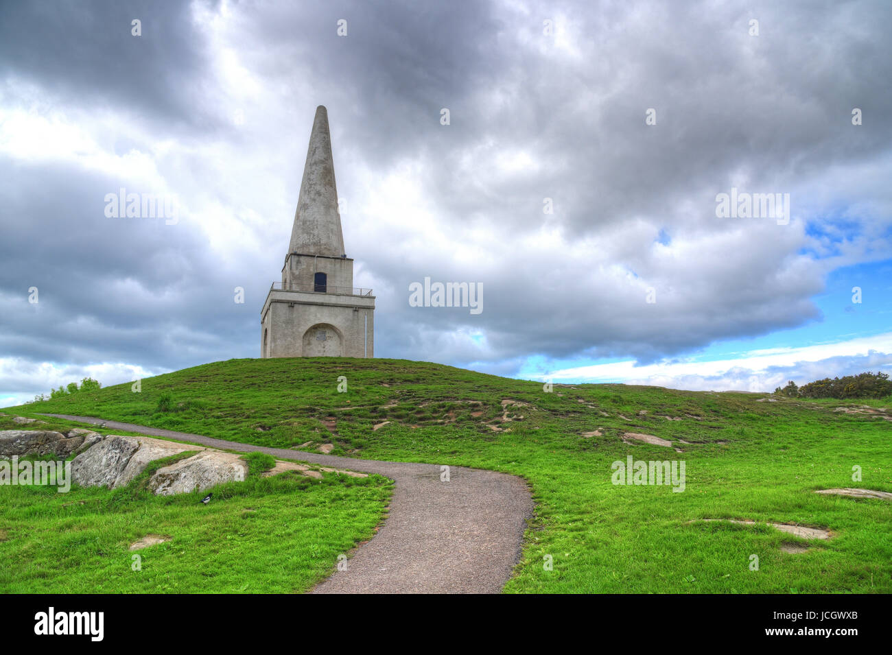 The view of the Killiney Hill Obelisk in Dublin, Ireland Stock Photo ...