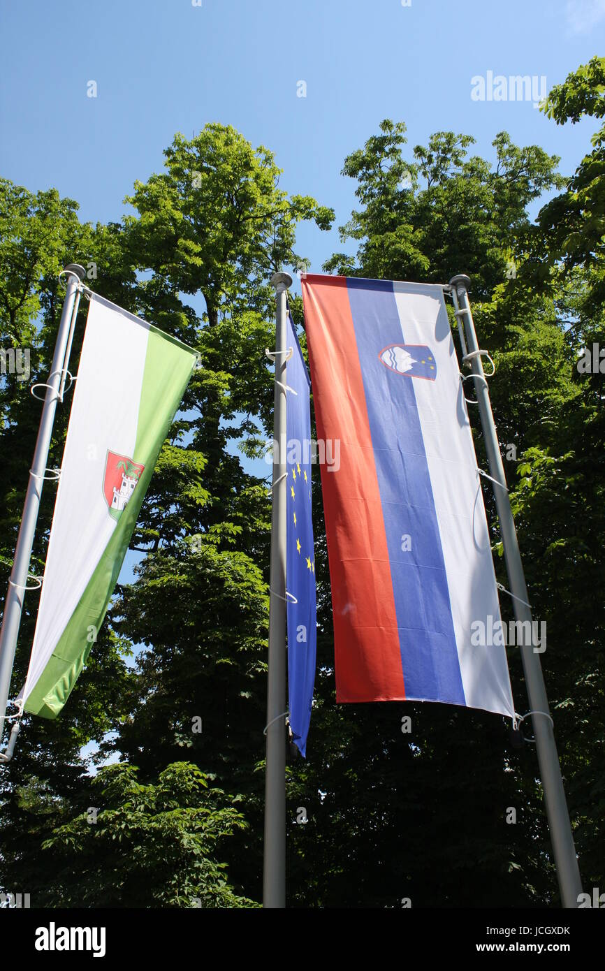 ljubljana and slovenia flags Stock Photo - Alamy