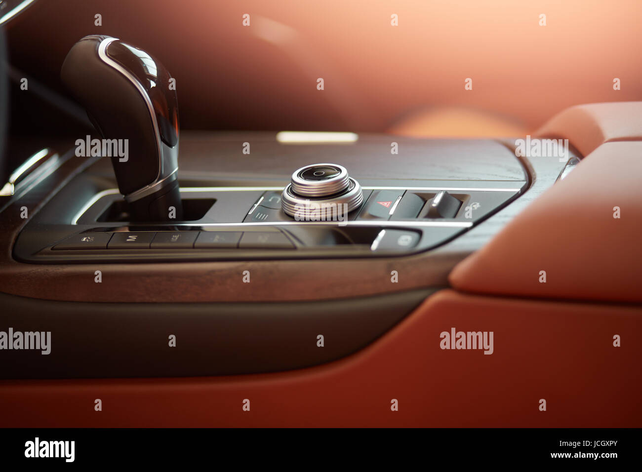 Gear stick of luxury car Stock Photo - Alamy