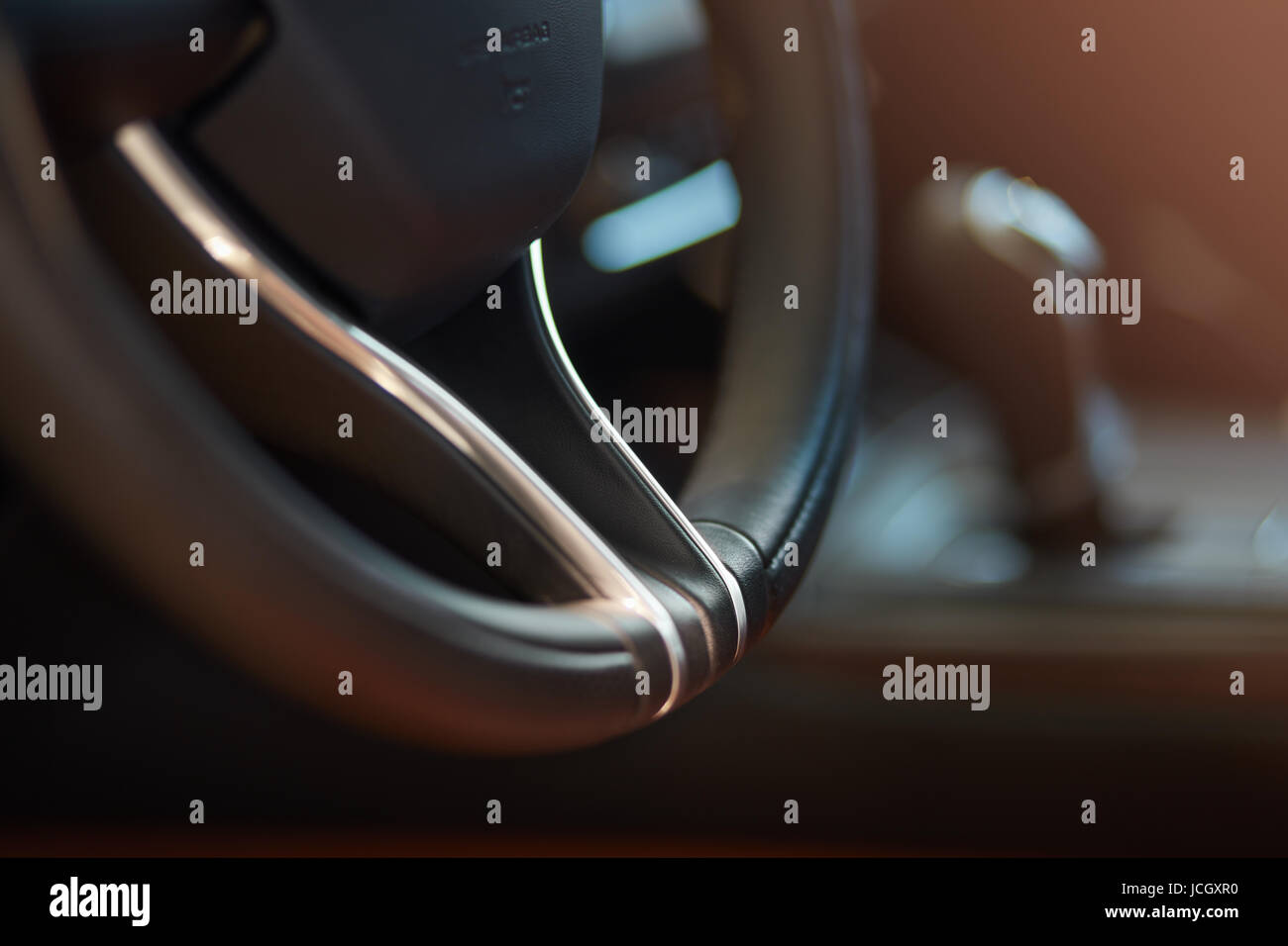 Streeng wheel of luxury car Stock Photo - Alamy