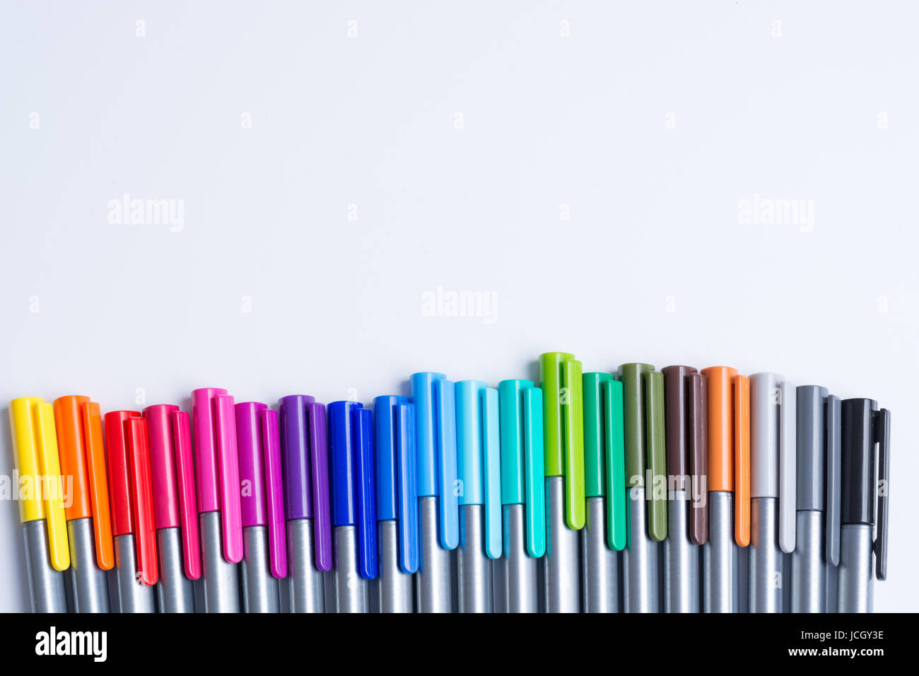 Many color fine liners in line isolated on white background Stock Photo ...