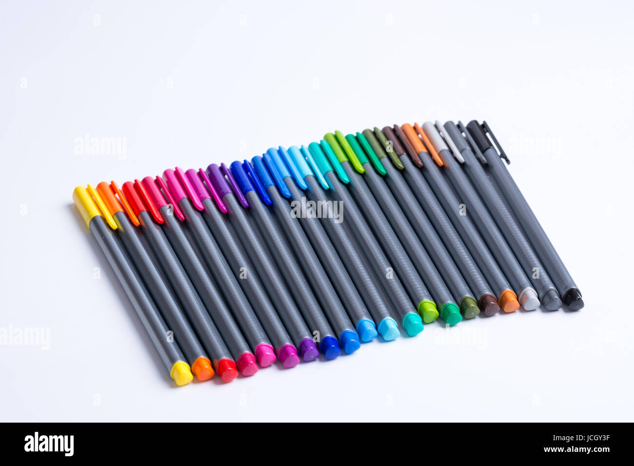 Many color fine liners isolated on white background Stock Photo - Alamy