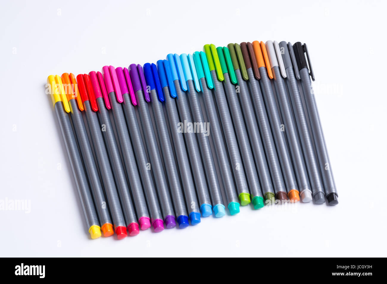 Many color fine liners isolated on white background Stock Photo - Alamy