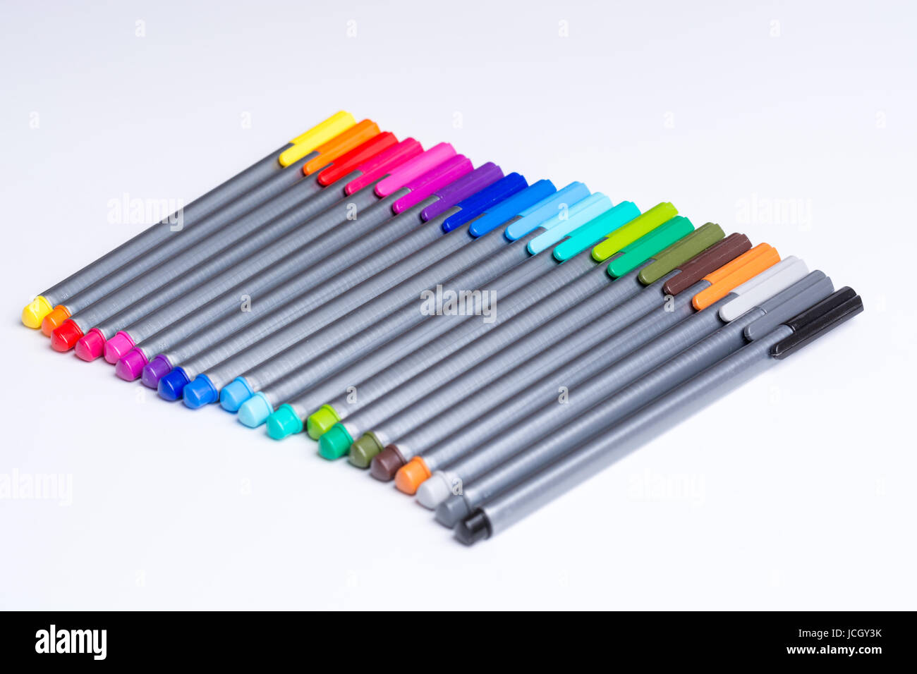 Many color fine liners isolated on white background Stock Photo - Alamy