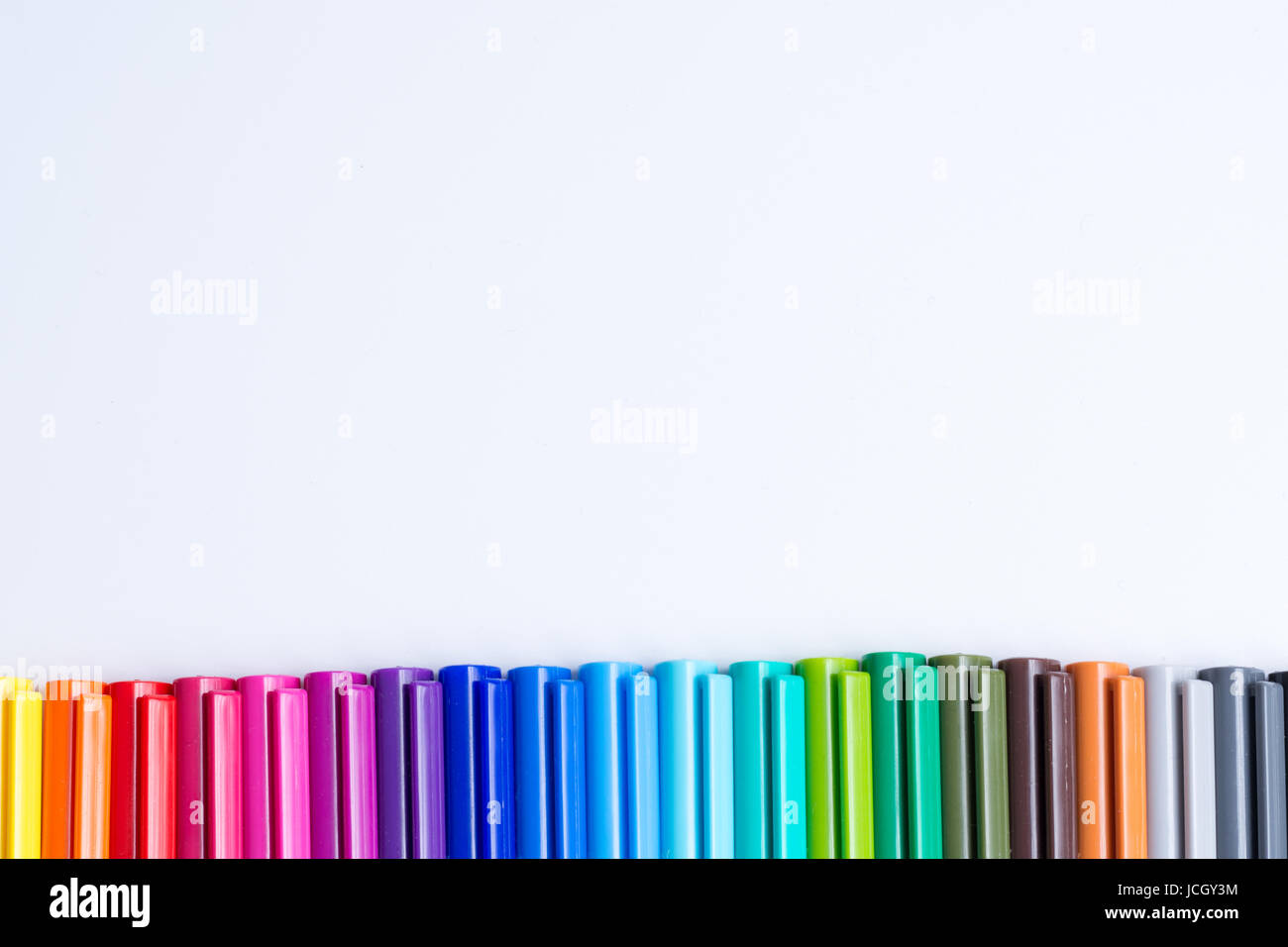 Many color fine liners in a line isolated on white background Stock ...