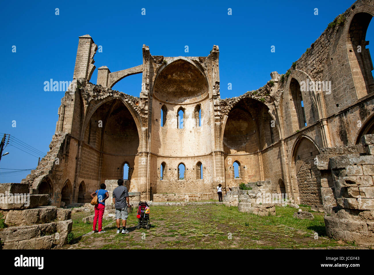 Tourists in ancient Saint Nikola church. Magosa. North Cyprus Stock ...