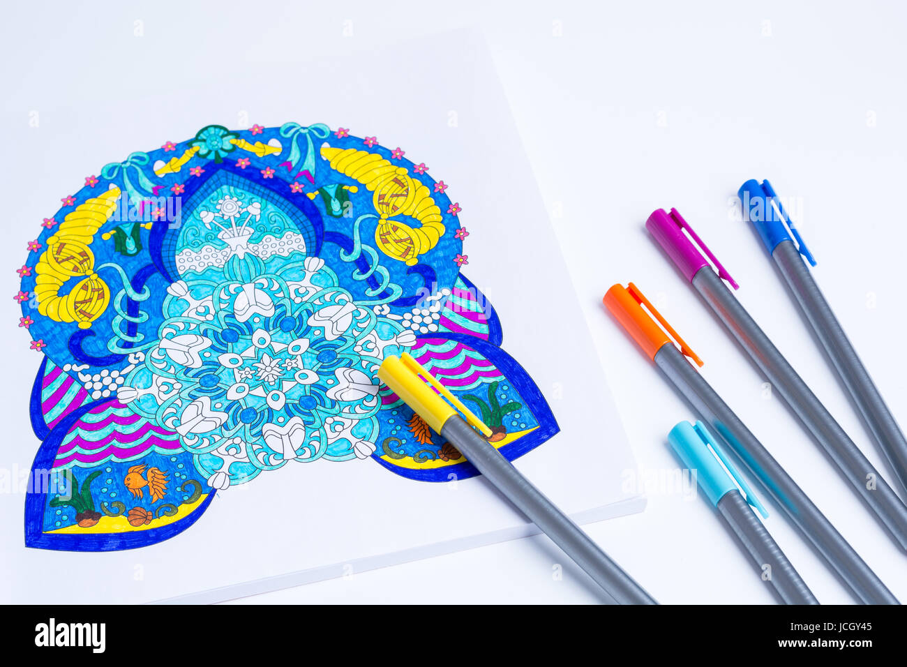 Many color fine liners isolated on white background Stock Photo - Alamy