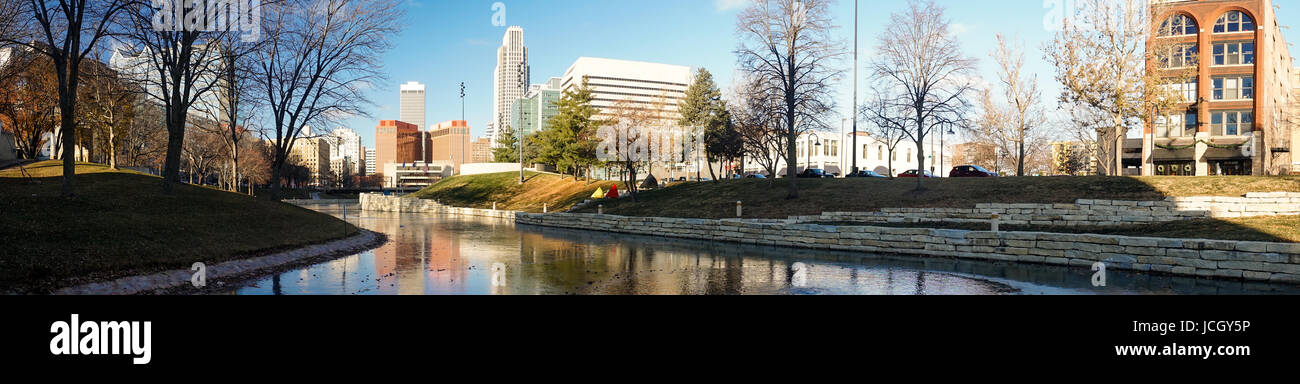 Riverfront buildings, art, bridges and architecture of Omaha, Nebraska ...