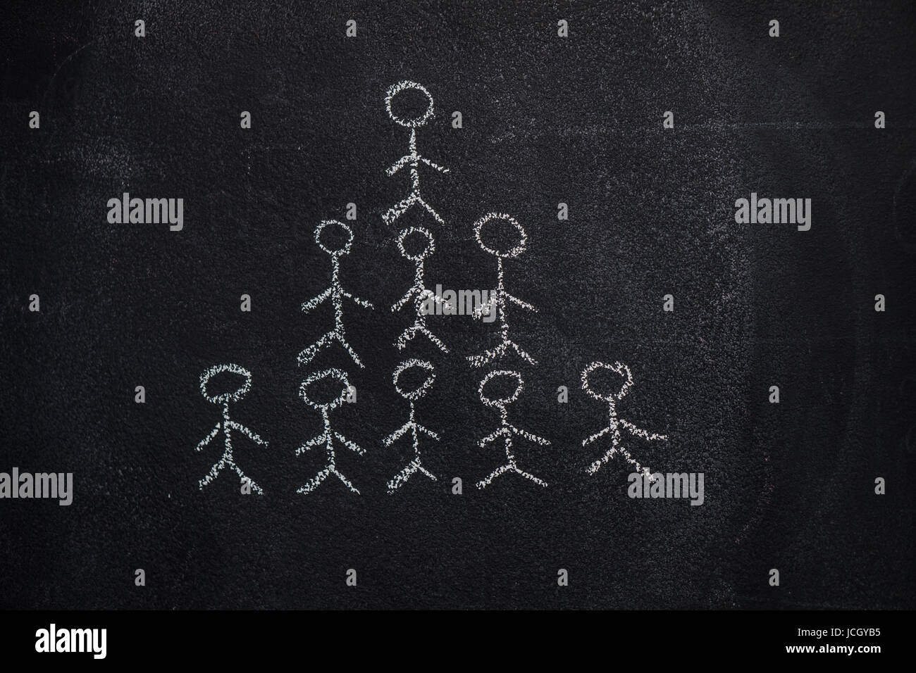 Human team pyramid drawn with white chalk on blackboard Stock Photo - Alamy