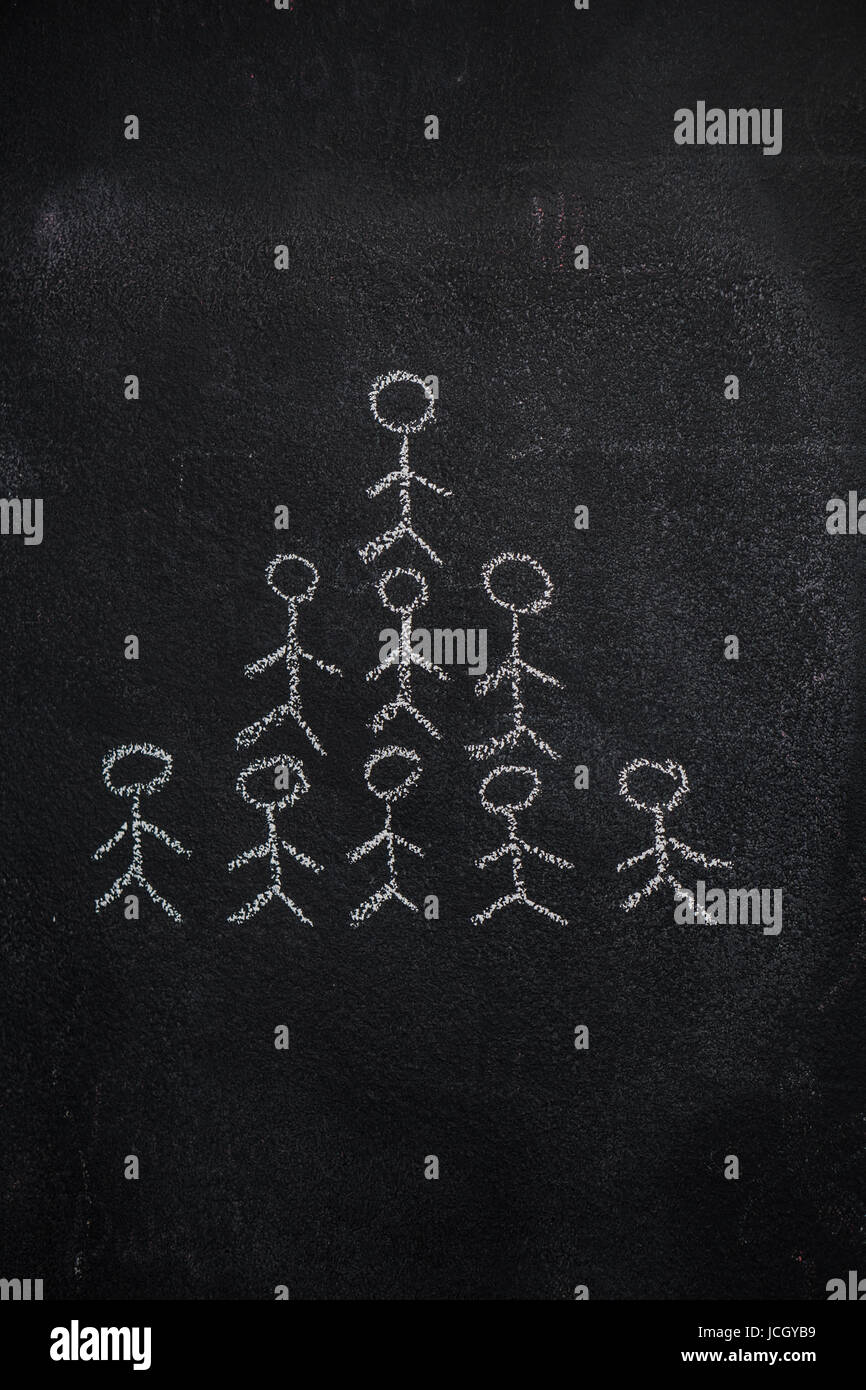 Human team pyramid drawn with white chalk on blackboard Stock Photo - Alamy