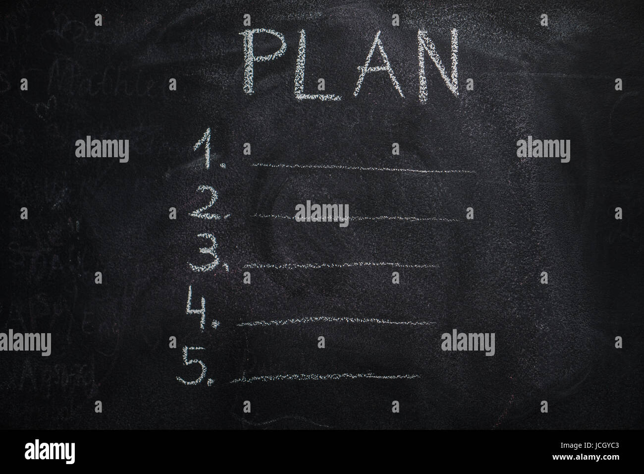 Plan list written with white chalk on blackboard. To do list concept ...