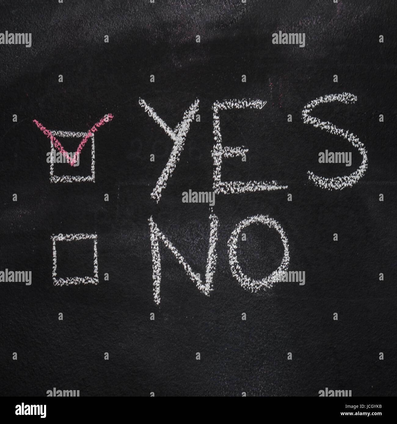 Yes or No written with chalk on blackboard Stock Photo - Alamy