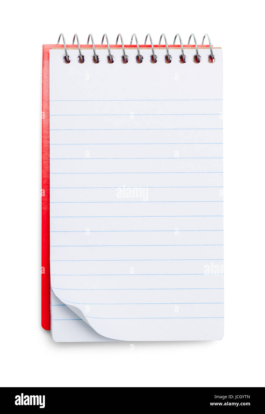 Red Open Note Pad Isolated on White Background Stock Photo - Alamy