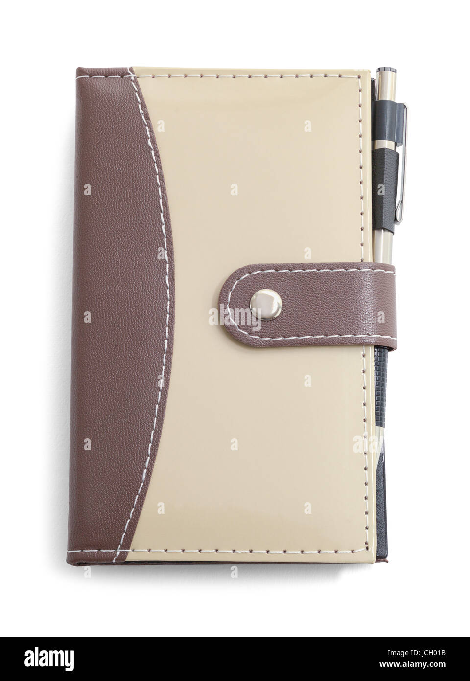 Planner with Pen Isolated on White Background Stock Photo - Alamy