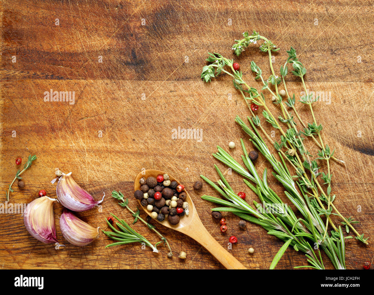 Herbs and spices - background for cooking Stock Photo - Alamy