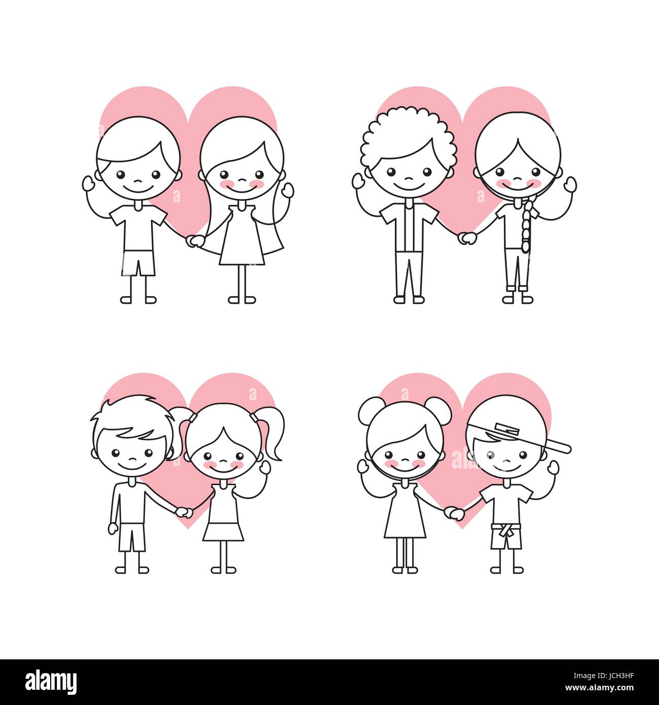 Happy friendship children icons set Stock Vector Image & Art - Alamy